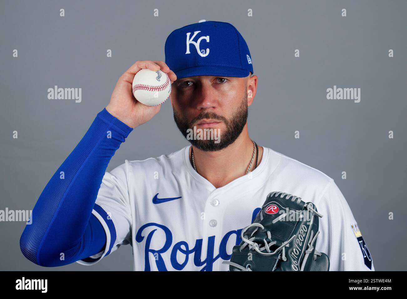 This is a 2025 photo of pitcher Lucas Erceg of the Kansas City Royals ...
