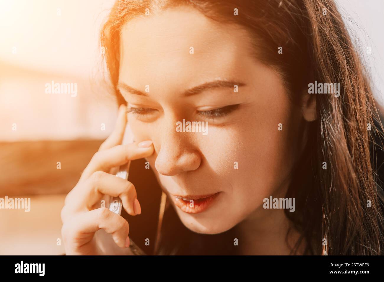 Woman Phone Call Conversation Closeup Portrait Stock Photo - Alamy