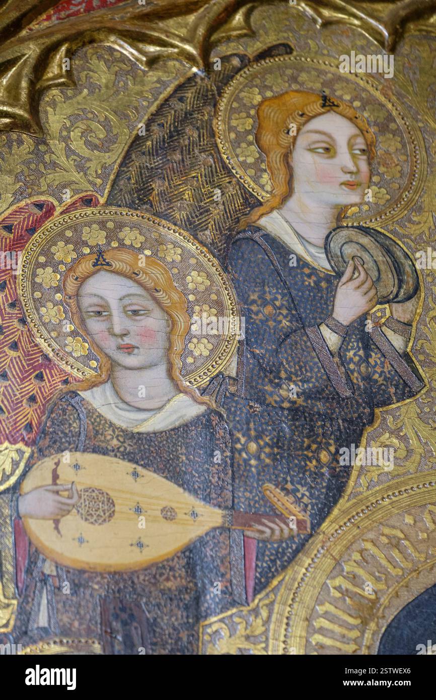 angels with lute and angel with cymbals, Mother of God of humility with ...