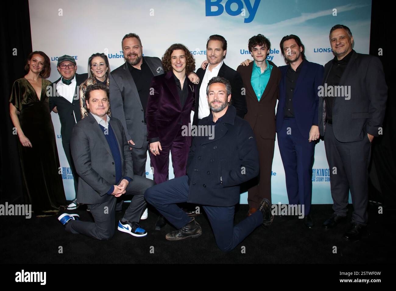Kevin Downes, front row, left, and Zachary Levi, and Amy Acker, back row, from left, Scott ...