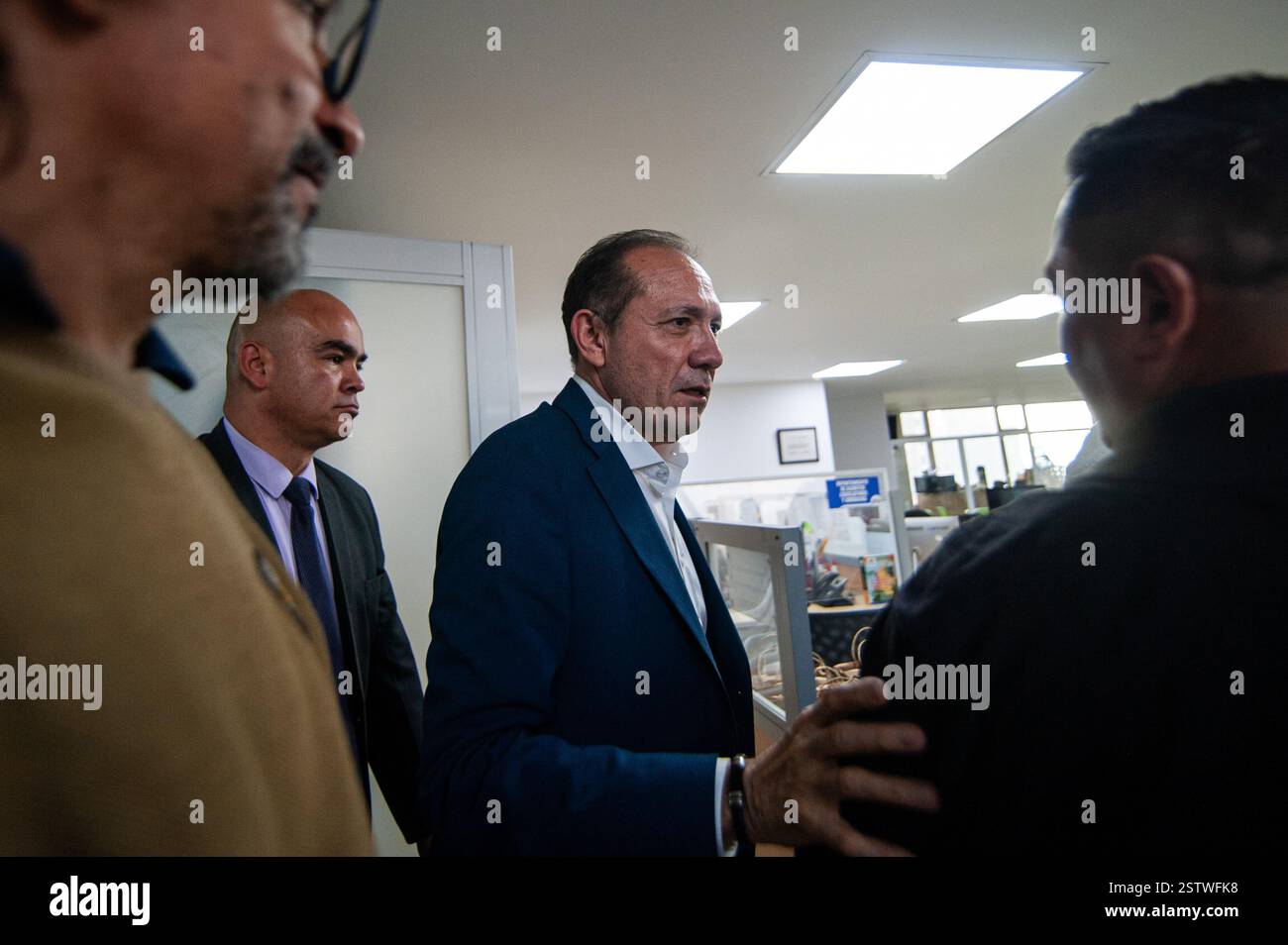 Colombia's new labor minister Antonio Sanguino gives a press conference ...