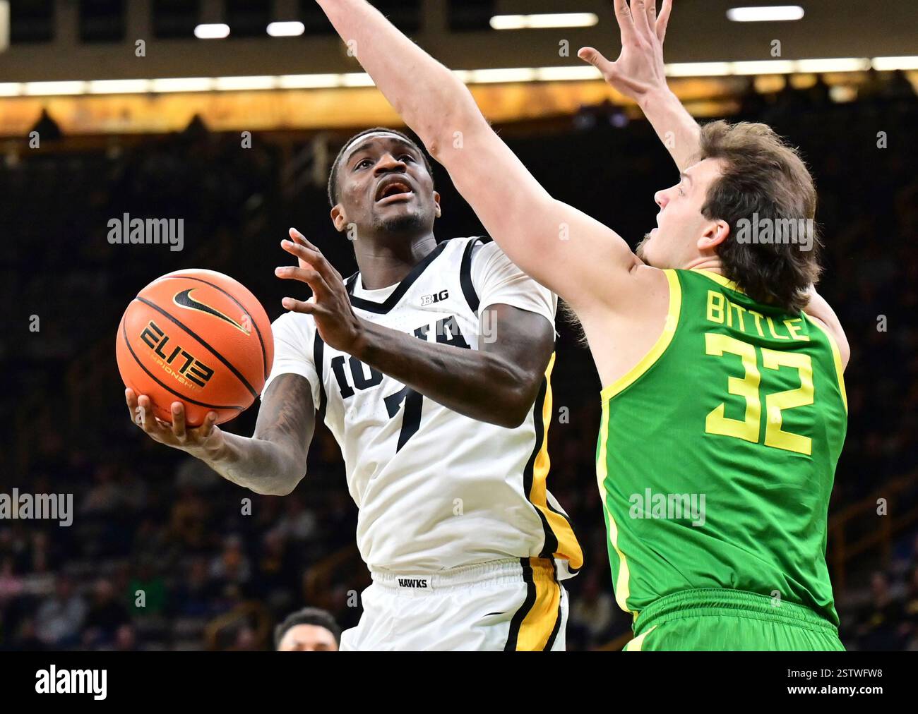 IOWA CITY, IA - FEBRUARY 19: Iowa forward Seydou Traore (7) tries to ...