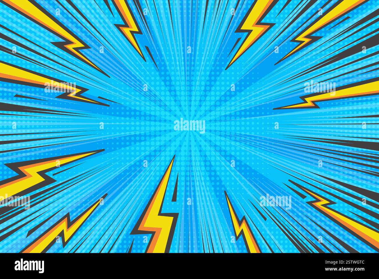 Comic cartoon thunder power background. Pop art abstract graphic with ...