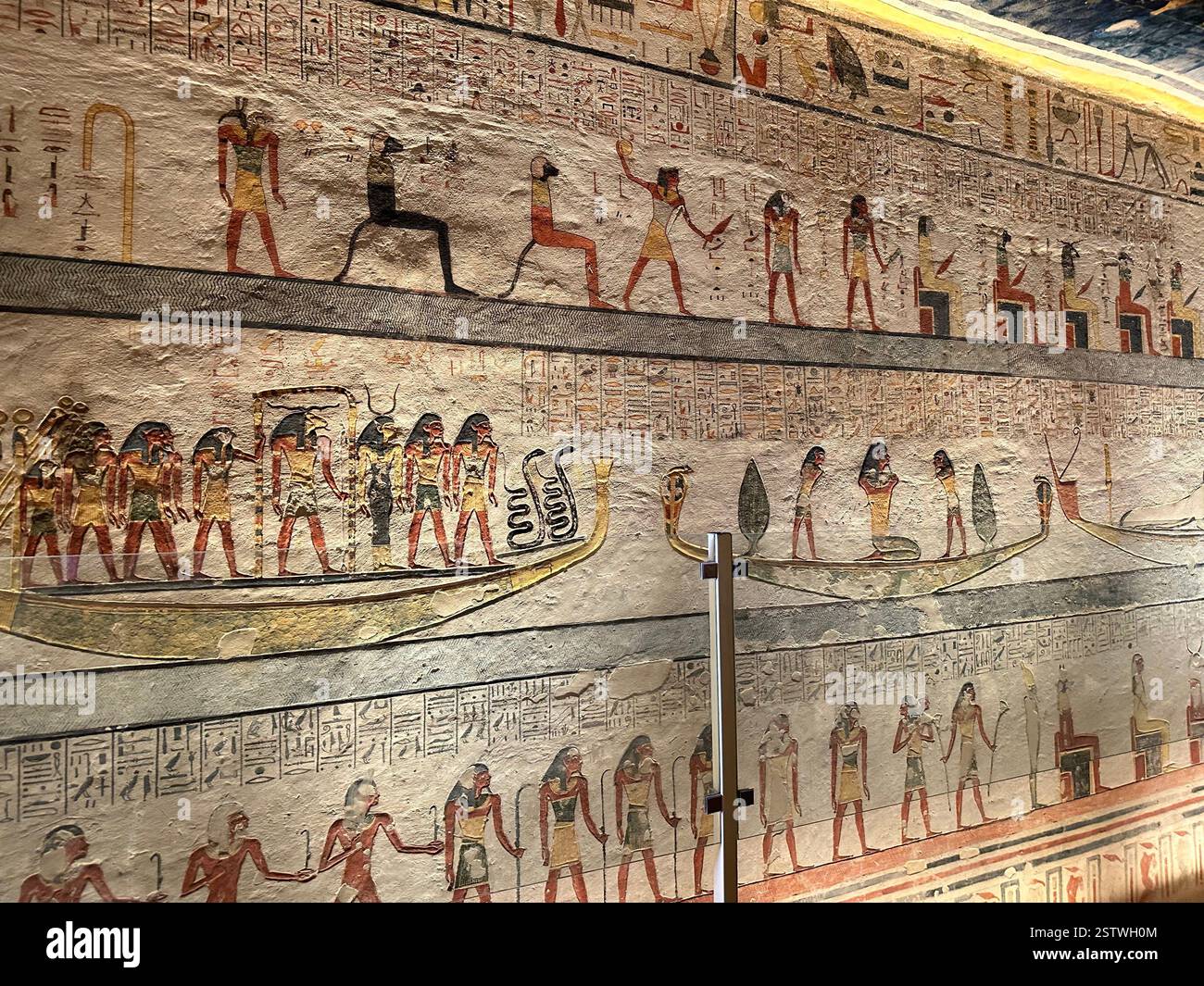 Reliefs, paintings and hieroglyphs in tomb of pharaoh at Valley of the ...