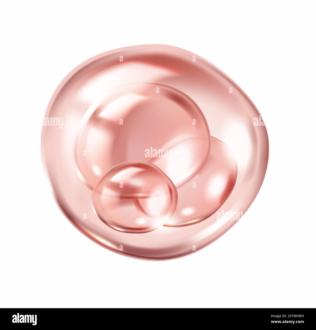 Pink collagen molecules bouncing inside transparent bubble realistic ...