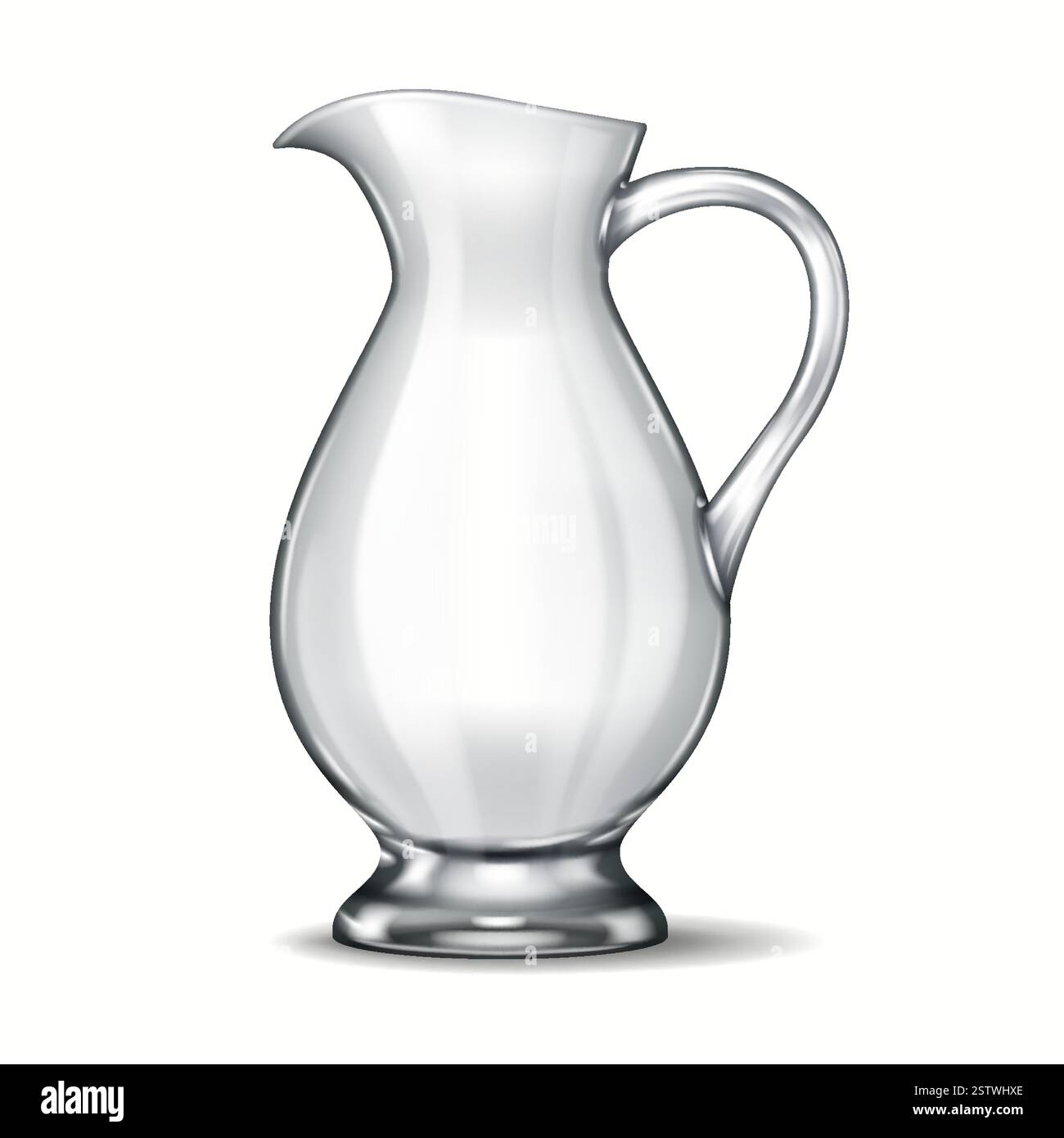 A realistic 3D glass pitcher with an angular body and sleek design ...