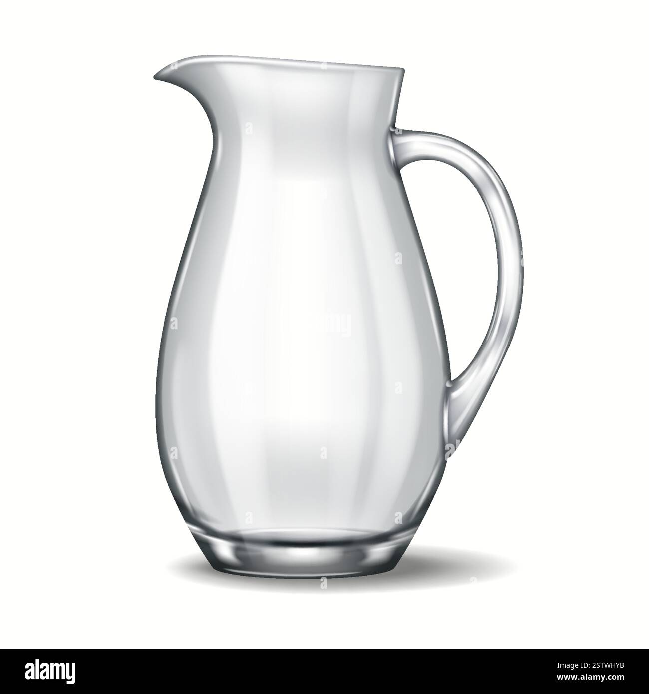 A sophisticated 3D-rendered wide glass jug with a tapered spout ...