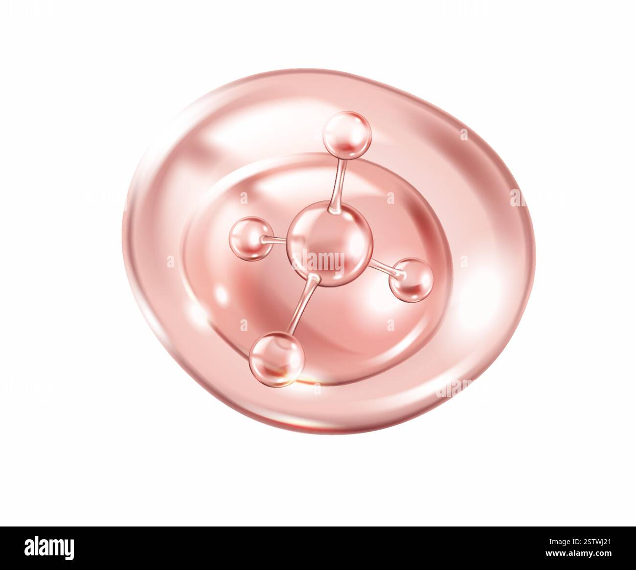 Pink collagen molecule floating inside transparent blob realistic ...