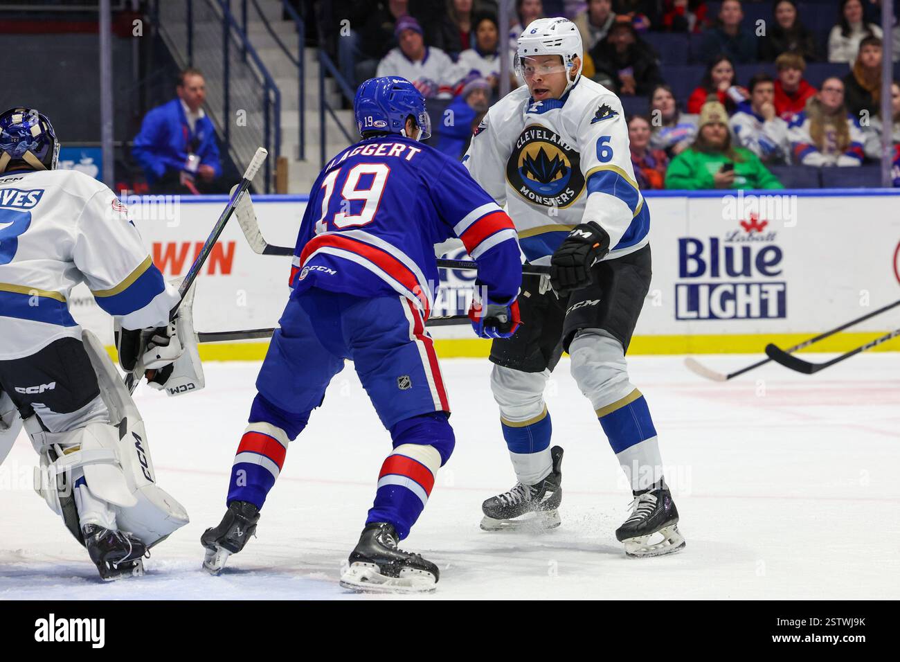 Rochester, New York, USA. 19th Feb, 2025. Cleveland Monsters defenseman ...