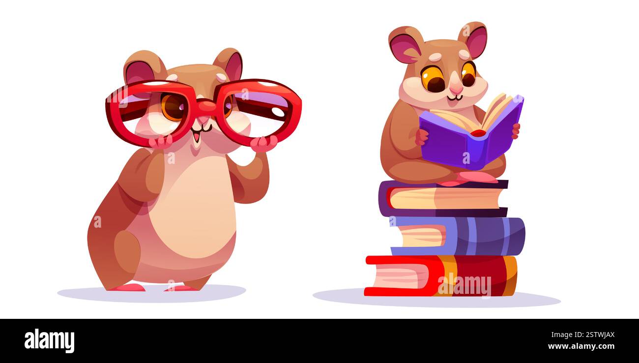 Smart hamster characters set isolated on white background. Vector ...