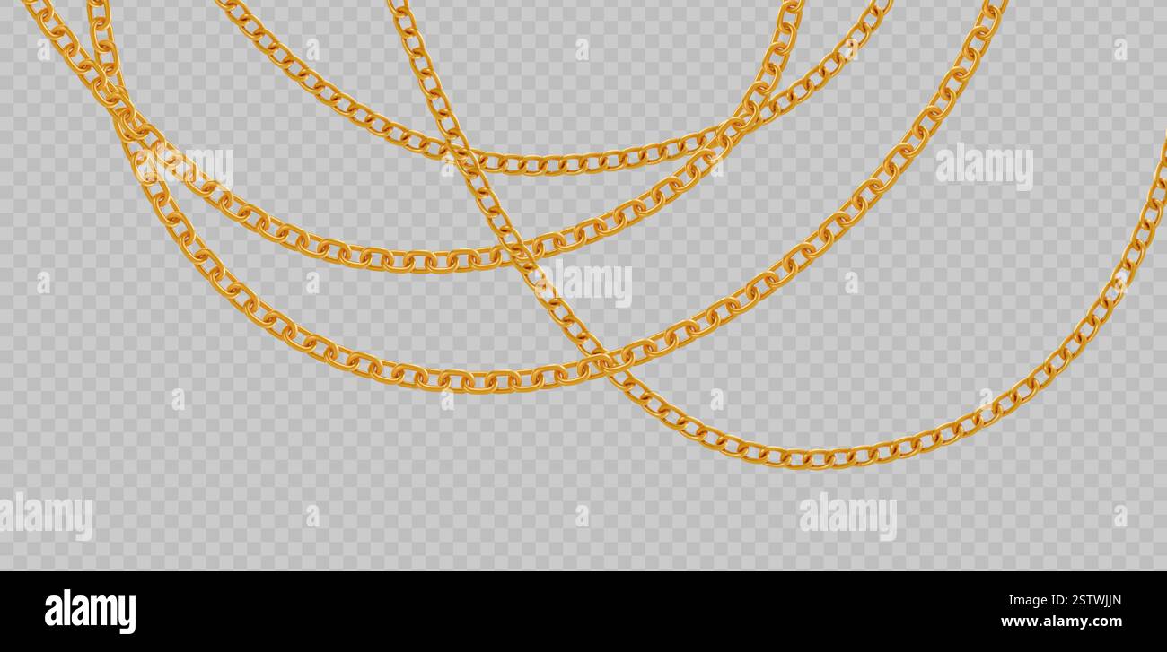 Golden intersecting metallic chains with curved arrangement and glossy ...