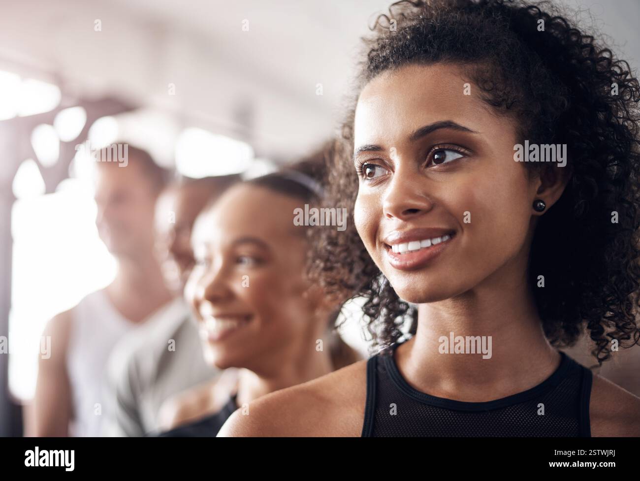 Personal trainer thinking woman hi-res stock photography and images - Alamy
