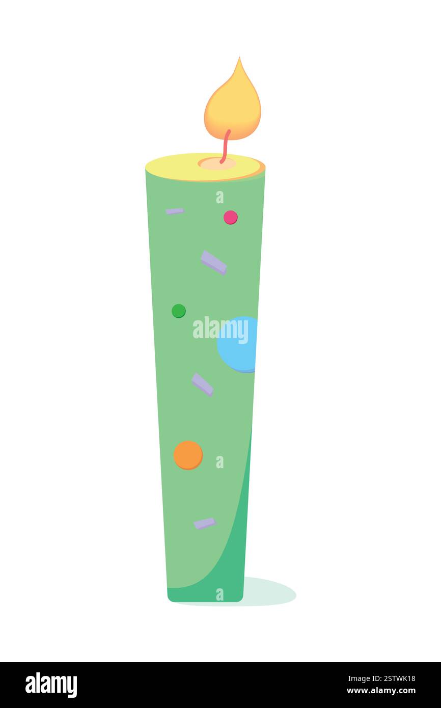 Burning cartoon birthday candle. Vector illustration Stock Vector Image ...