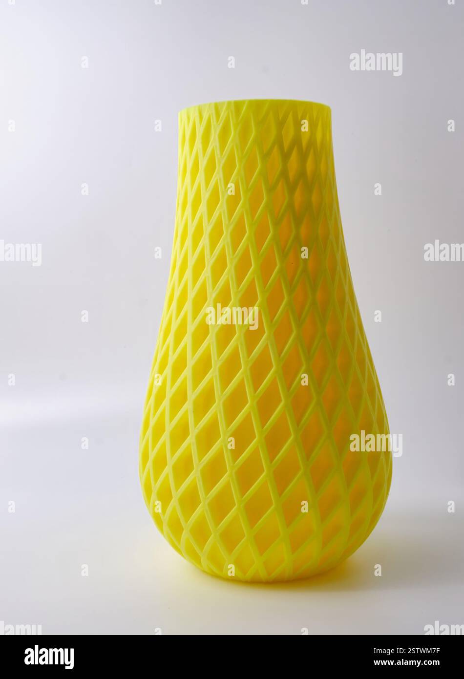 Yellow Art object flower vase home decor printed on 3D printer from ...