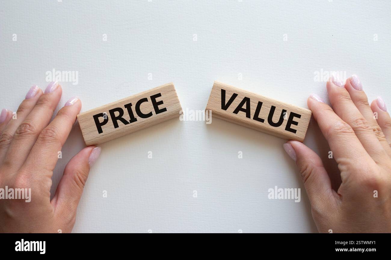 Price and Value symbol. Concept word Price and Value on wooden blocks ...