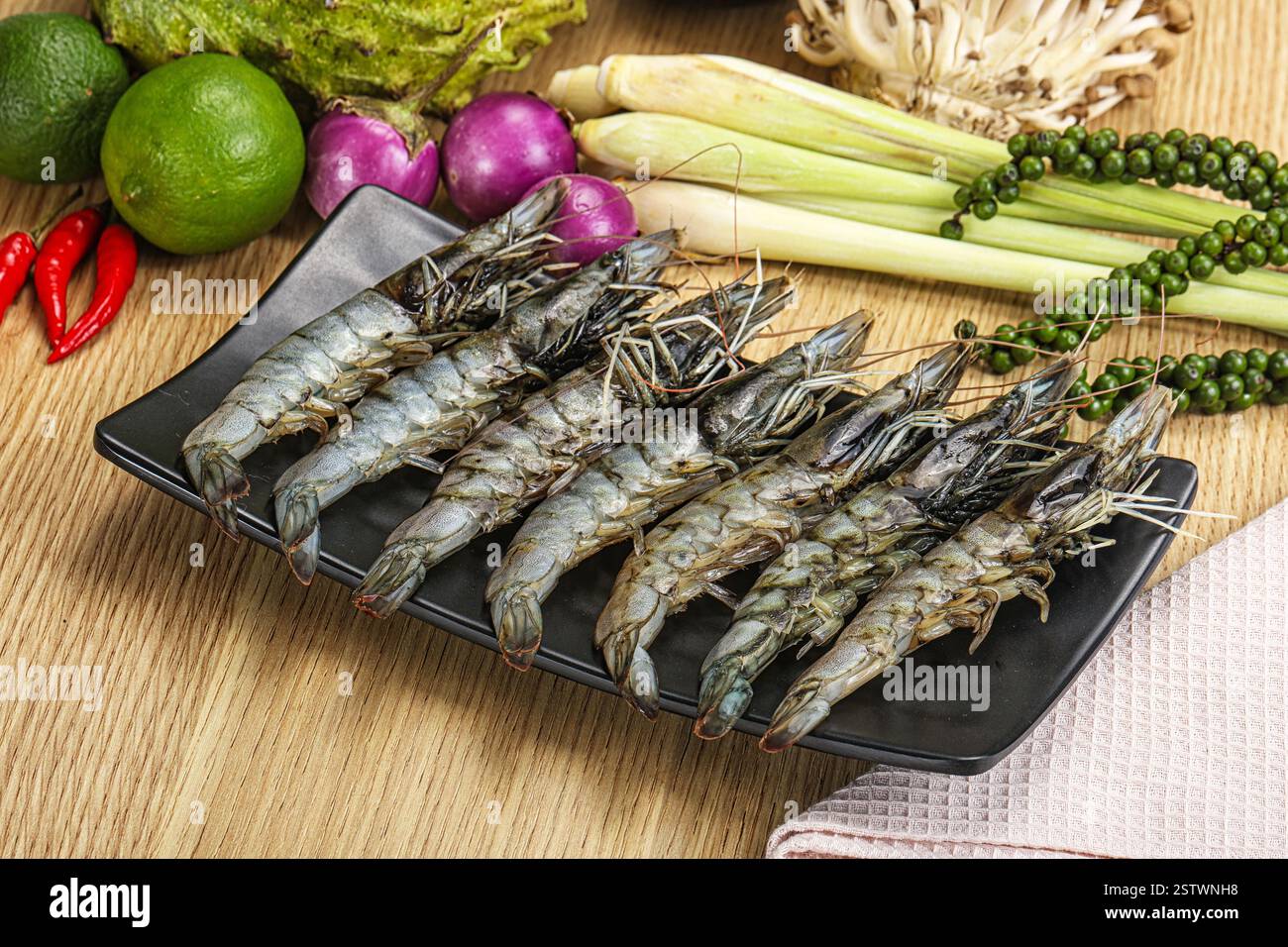 Fresh raw uncooked big tiger prawn Stock Photo - Alamy