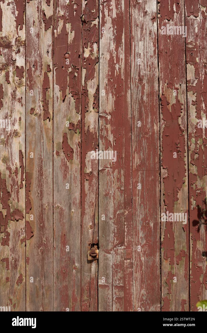 Wooden, door and damage with rust for vintage surface, pattern or old ...
