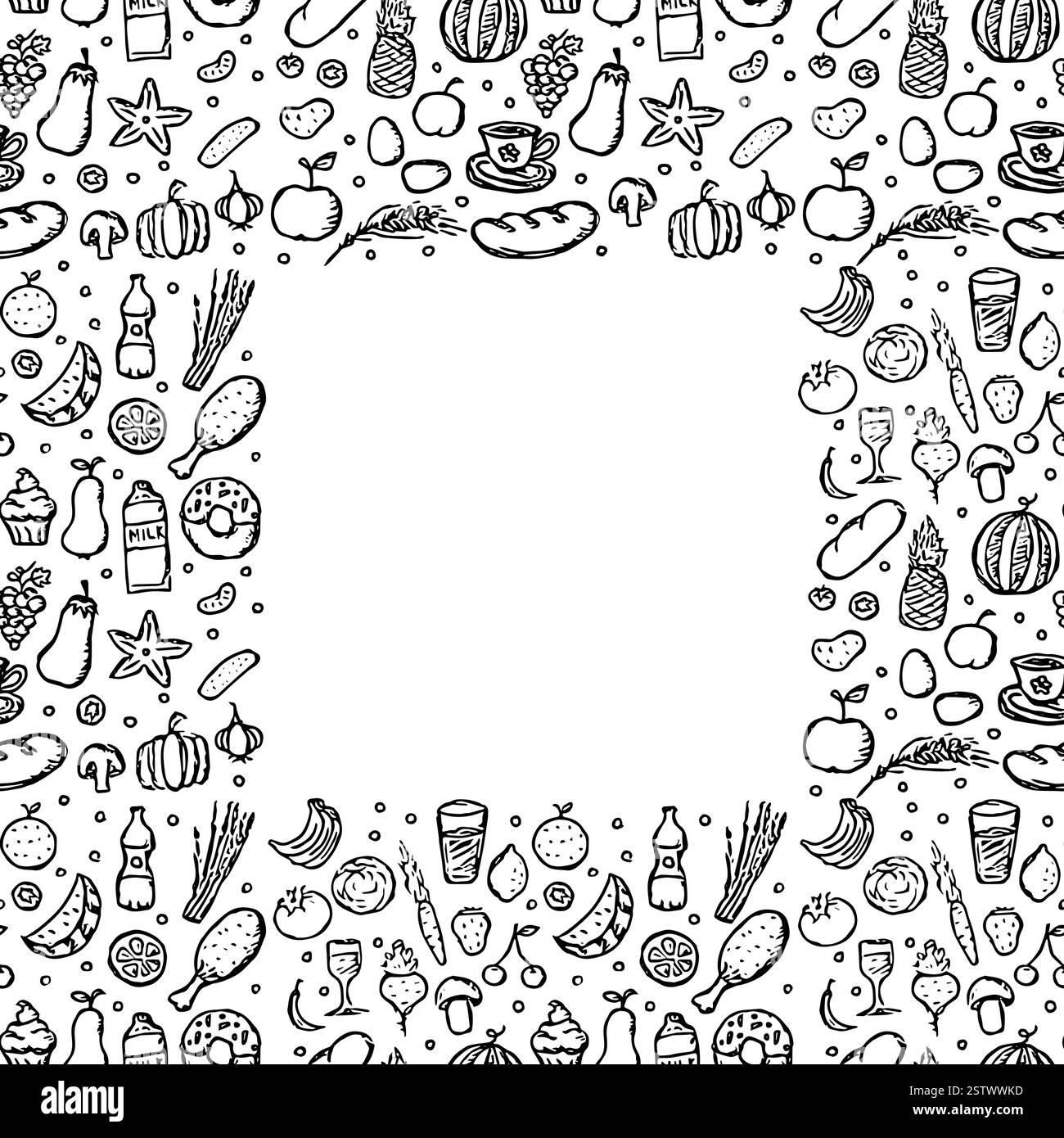 Food background. Doodle food illustration with place for text Stock ...