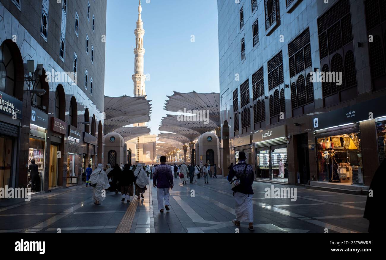 Medina, Saudi Arabia - July 2, 2024: Hajj and Umrah pilgrims walking in ...