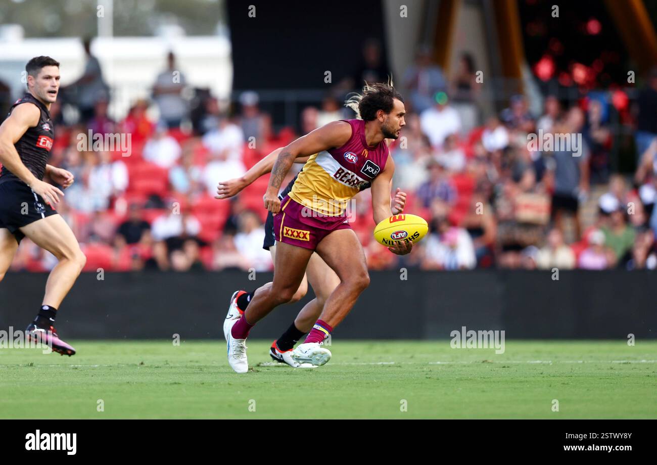 Gold Coast, Australia. 20th Feb, 2025. Callum Ah Chee of the Lions in ...