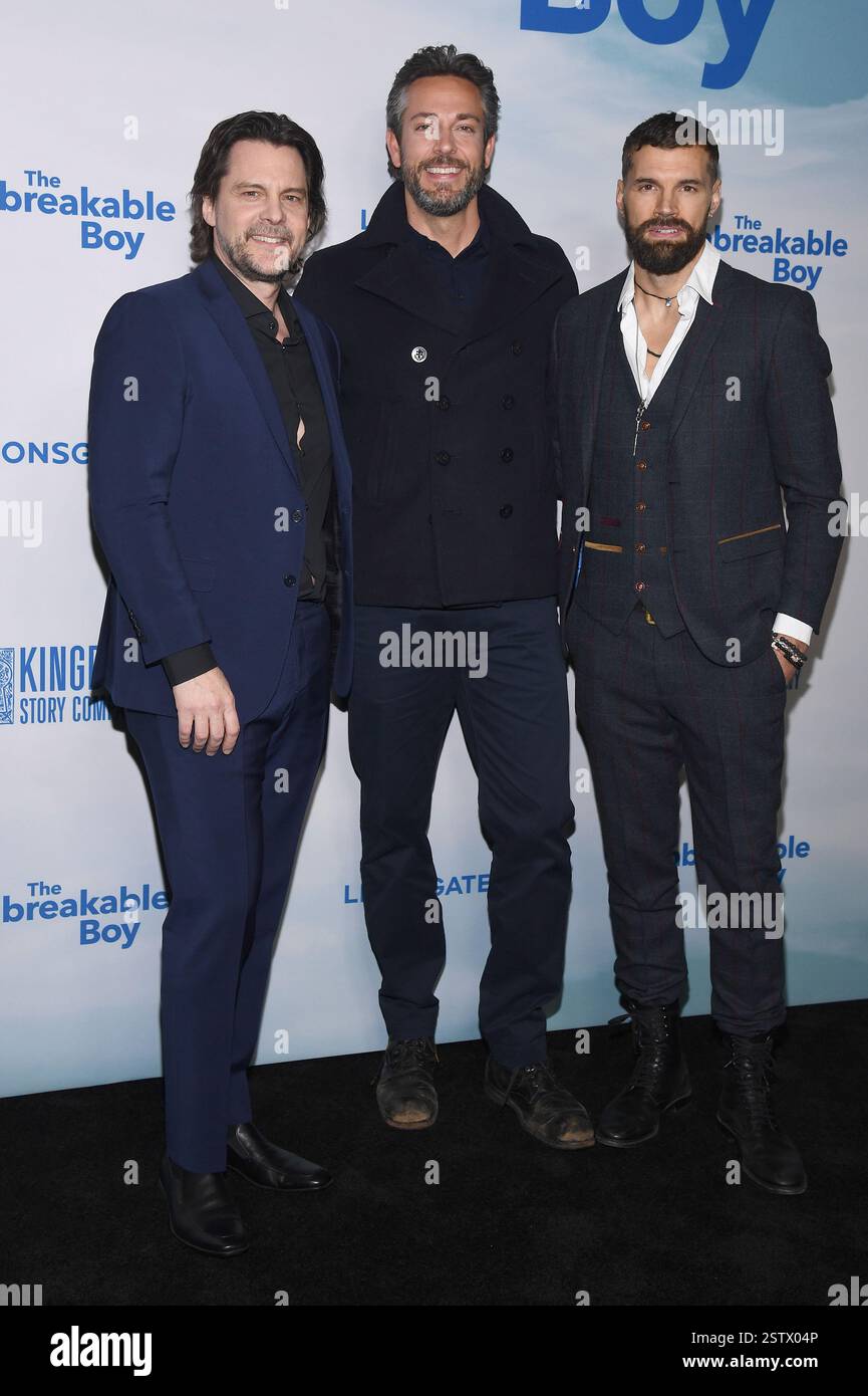 (L-R) Director Jon Gunn, Zachary Levi and Joel Smallbone attend Lionsgate's 'The Unbreakable Boy ...