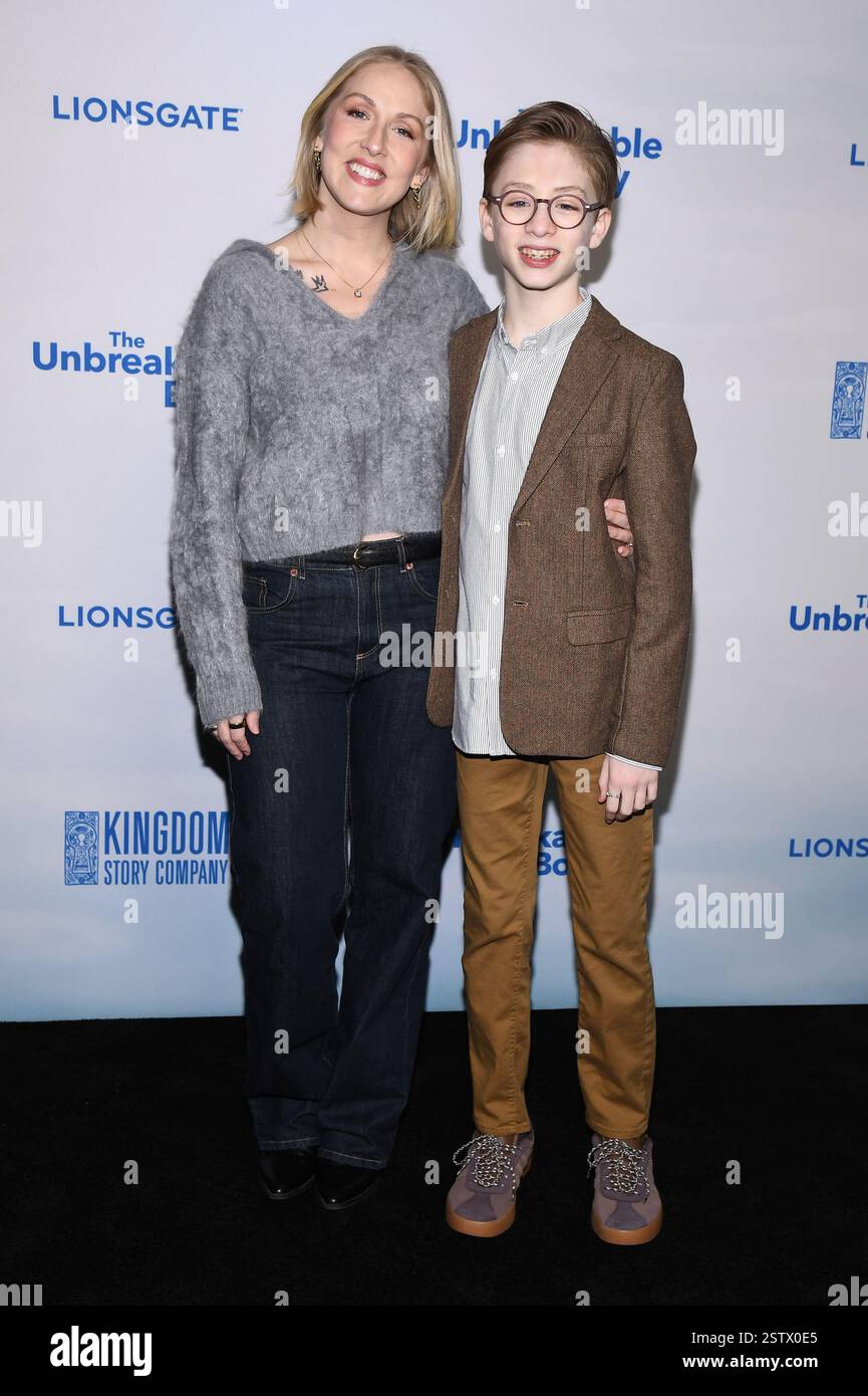 New York, USA. 19th Feb, 2025. Lisa Miller (l) and family attend Lionsgate's 'The Unbreakable ...