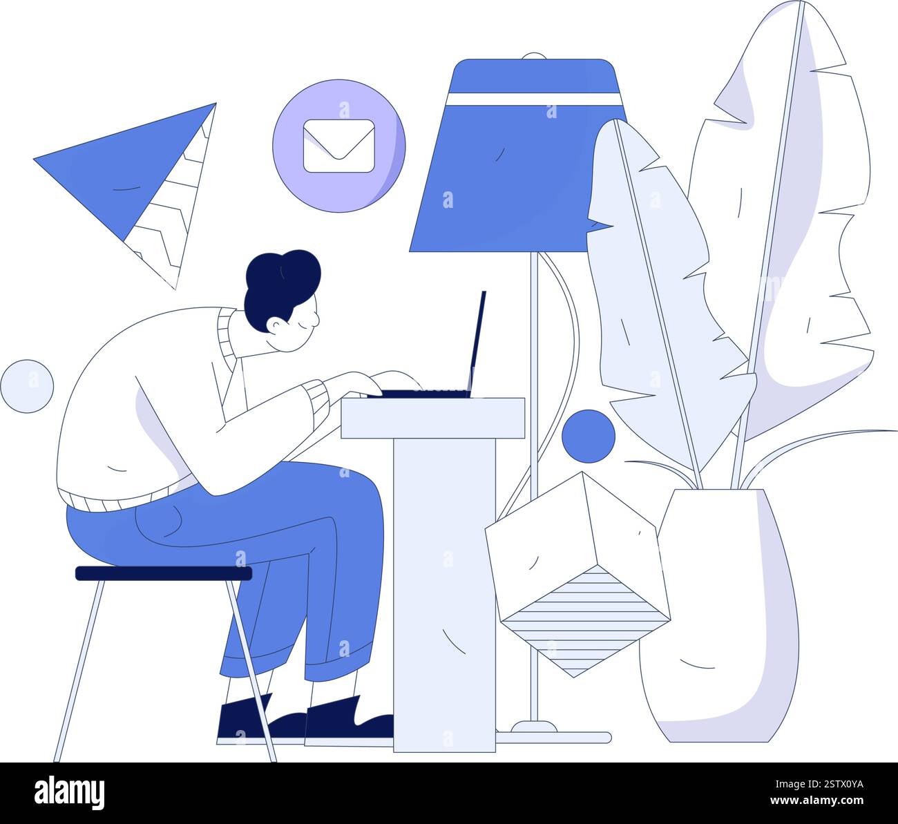 Home indoor character scene flat vector concept operation hand drawn ...