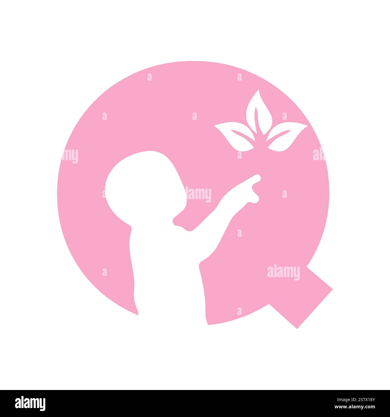 Initial Letter Q Baby and Eco Leaf Symbol For Kinds Logo Design Stock ...