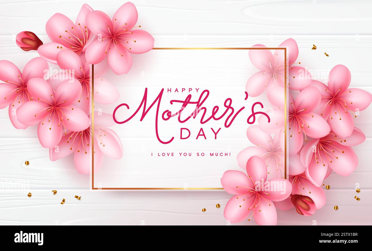 Happy mother's day vector template design. Mother's day text in frame ...