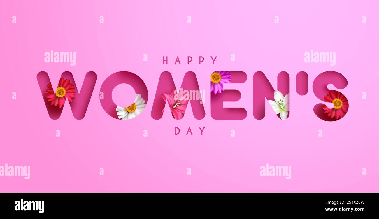 Happy women's day text vector design. Women's day greeting card in ...