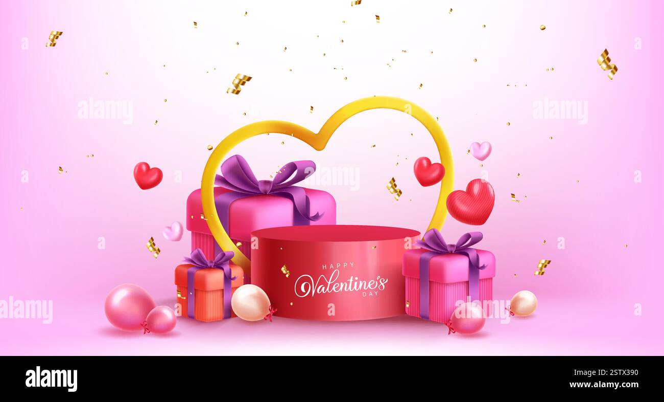 Valentine's day podium vector background design. Happy valentine's day ...
