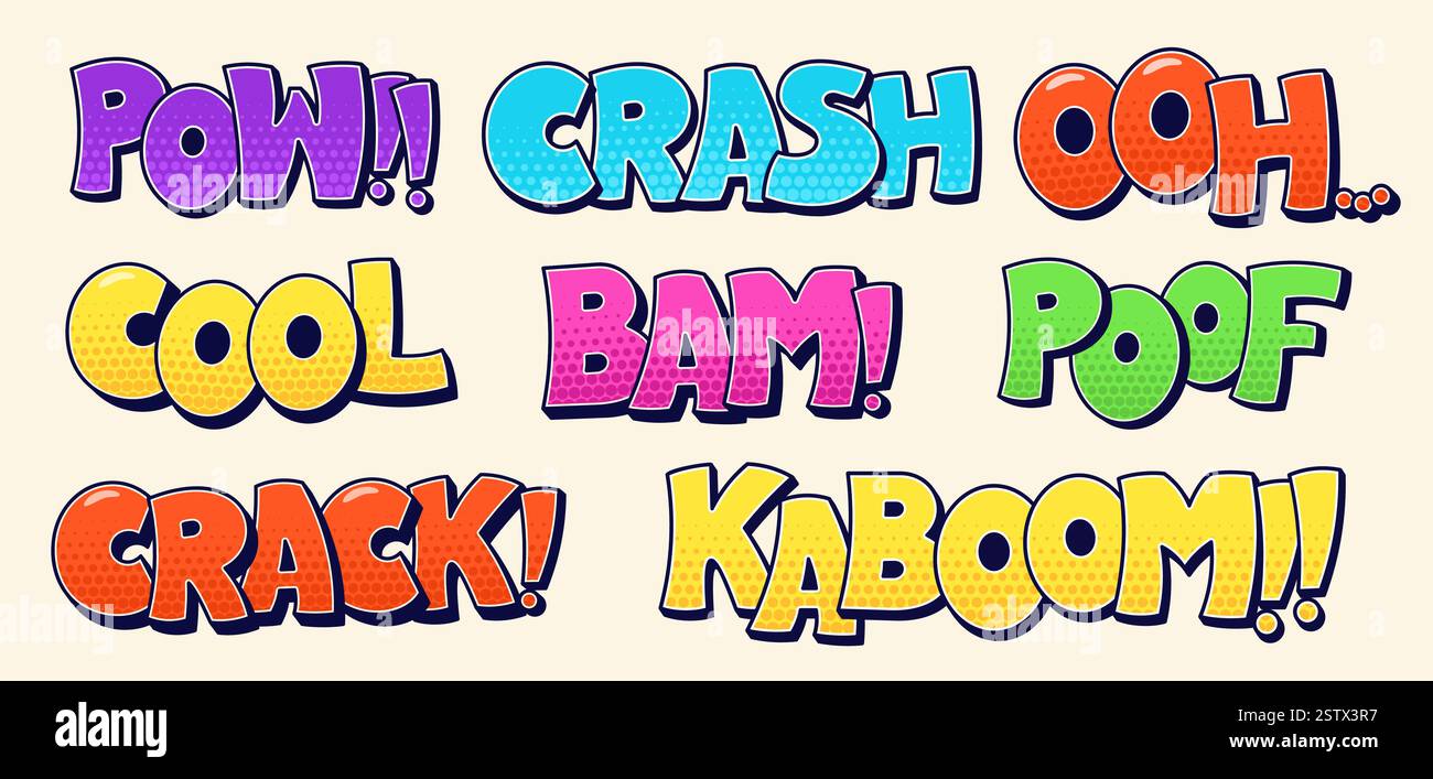 Speech bubbles pack with Ooh Crack Bam Cool worlds and halftone ...