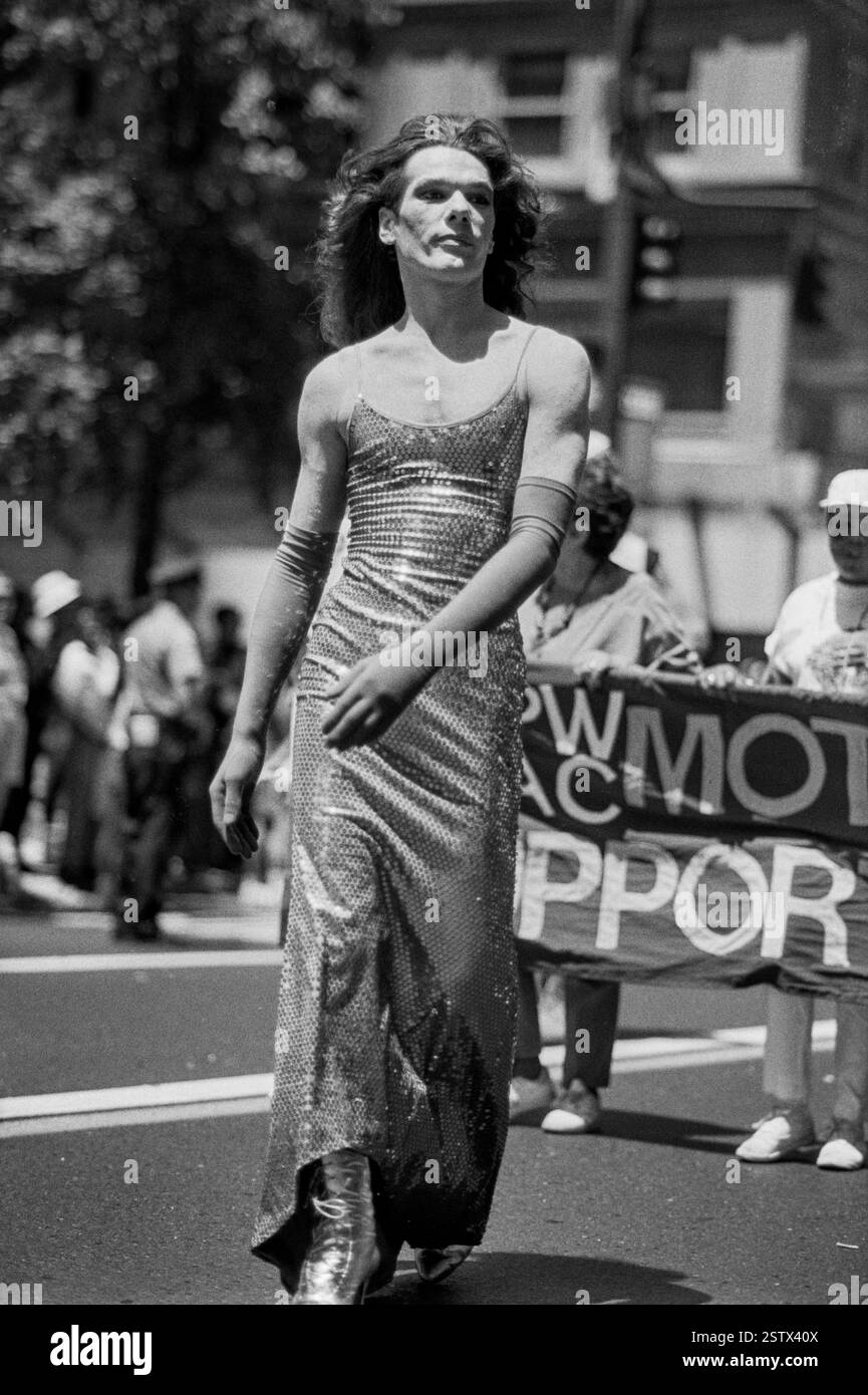 man in drag during NYC Pride March in New York City, USA on June 28th ...