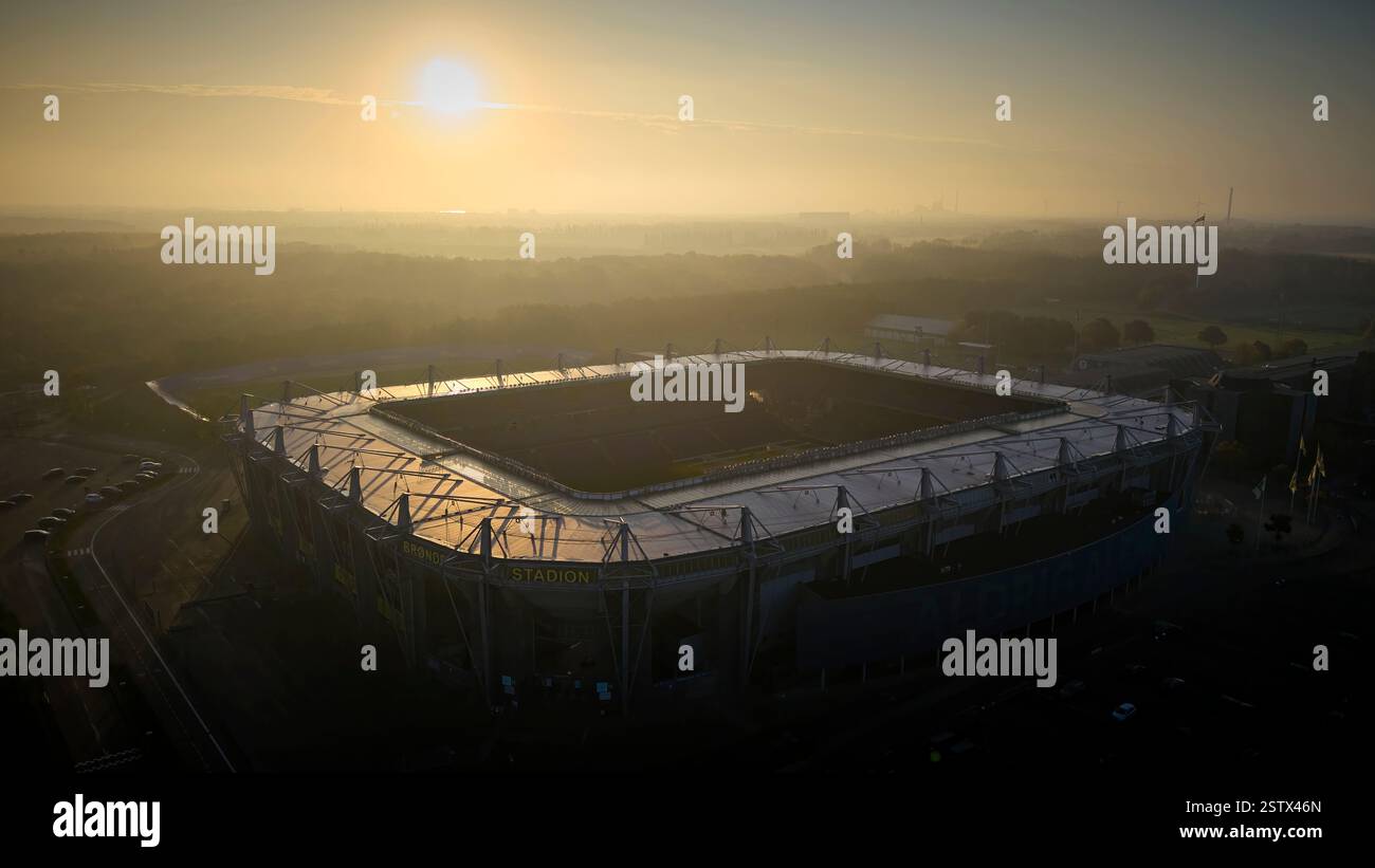 Broendby, Denmark. 20th, October 2024. Aerial view of Broendby Stadium ...