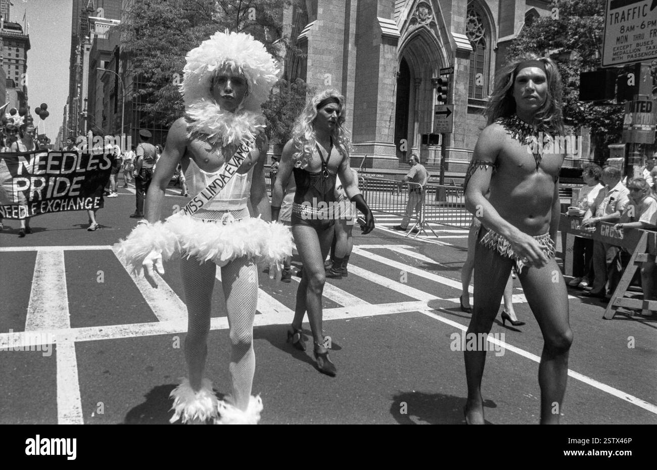 men in drag during NYC Pride March in New York City, USA on June 28th ...