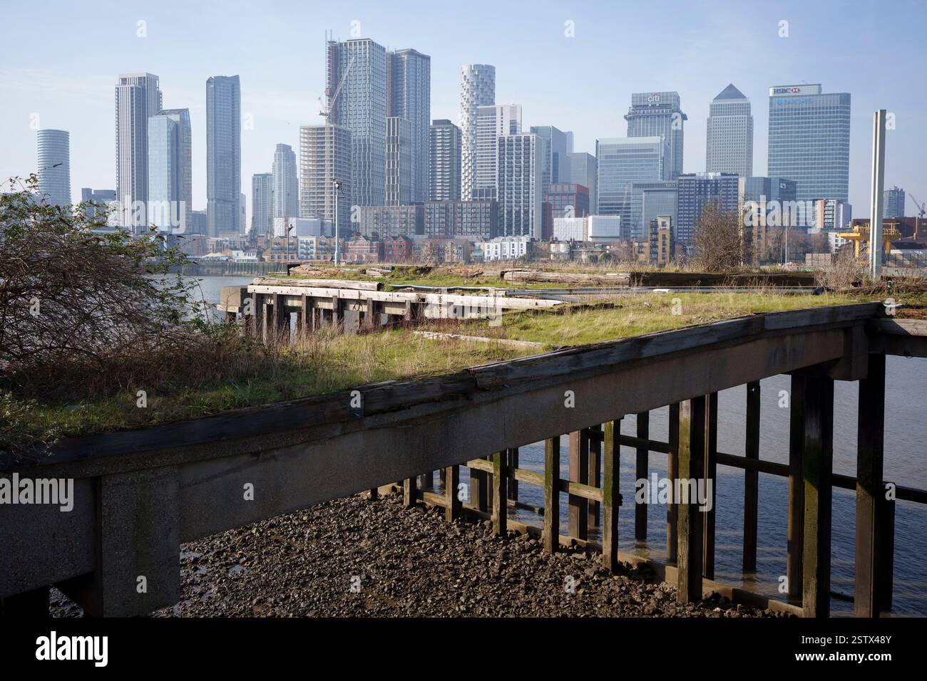 An industrial heritage Thames river structure on the Greenwich ...