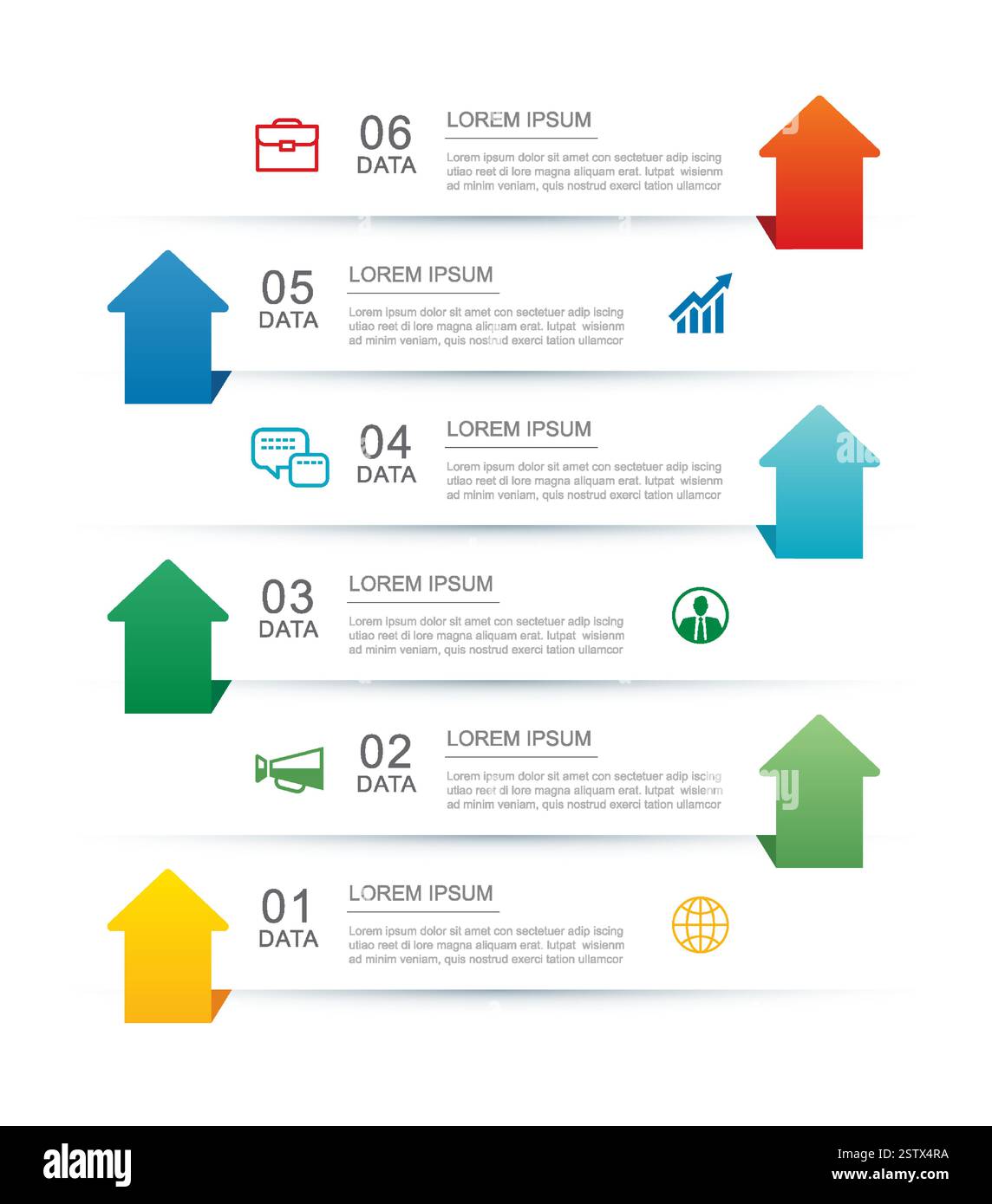 6 data infographics rectangle tab index layout template. Illustration ...