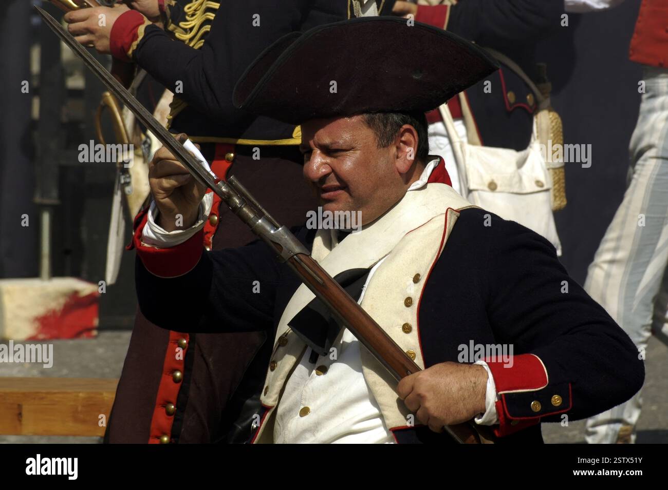 An actor dressed as French garrison soldier takes part in historical re ...