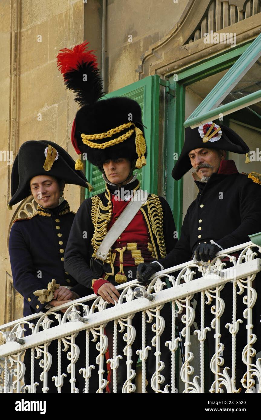 Actors dressed as French garrison commanders officers take part in ...