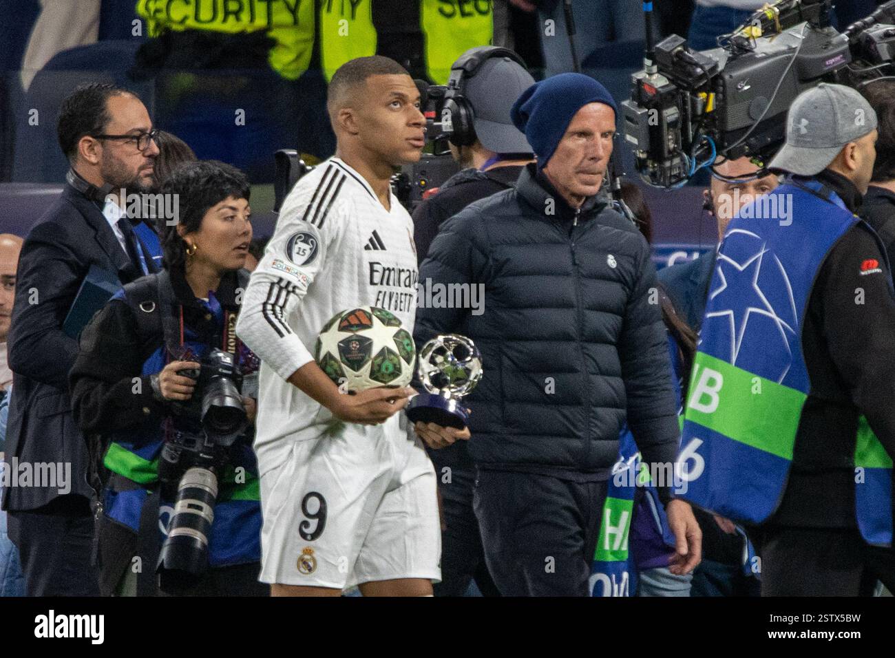 Kylian Mbappé, Real Madrid in action during the UEFA Champions League play-off second leg match ...