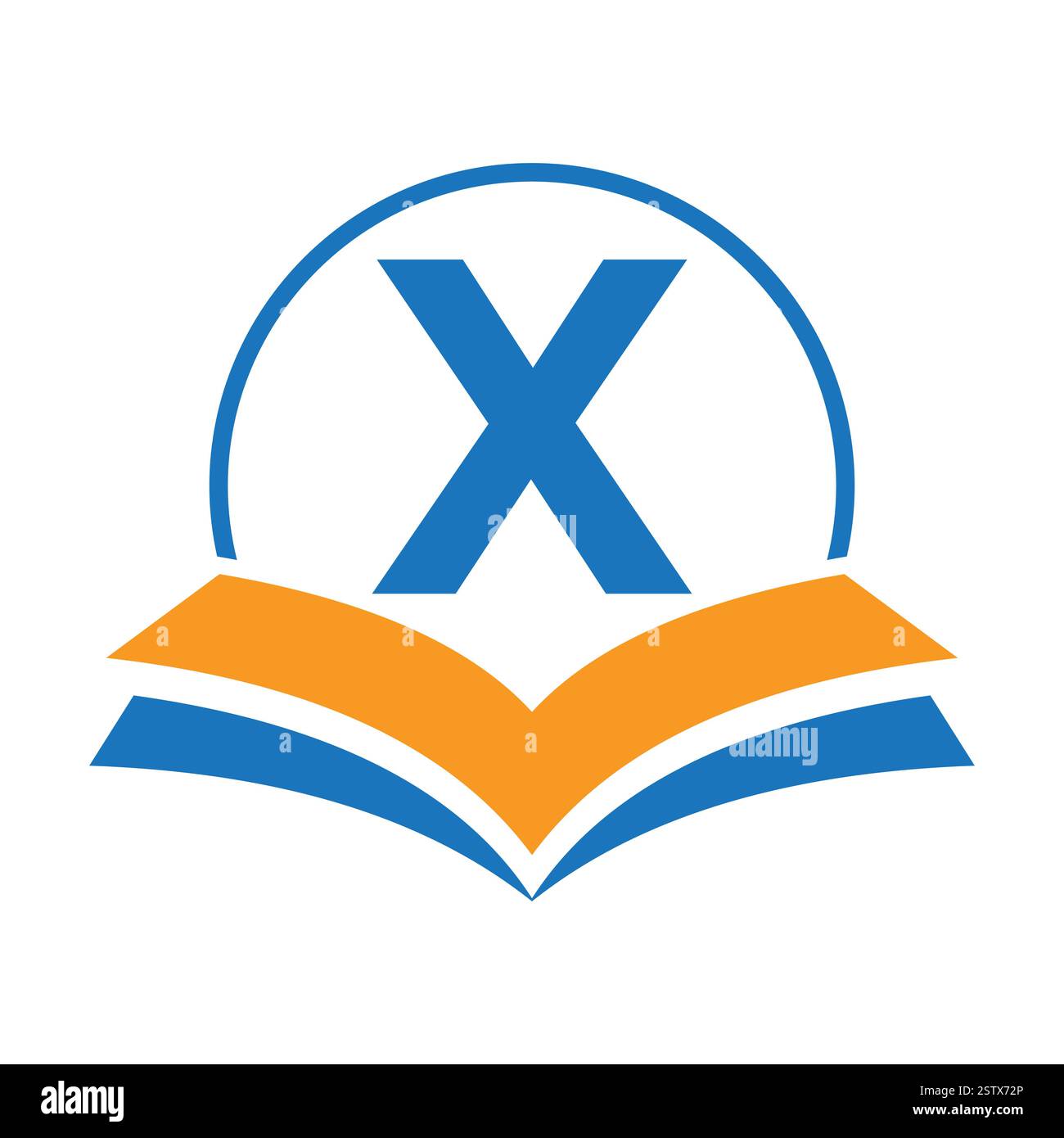 Education Logo On Letter X With Book Symbol For Academy and Graduation ...