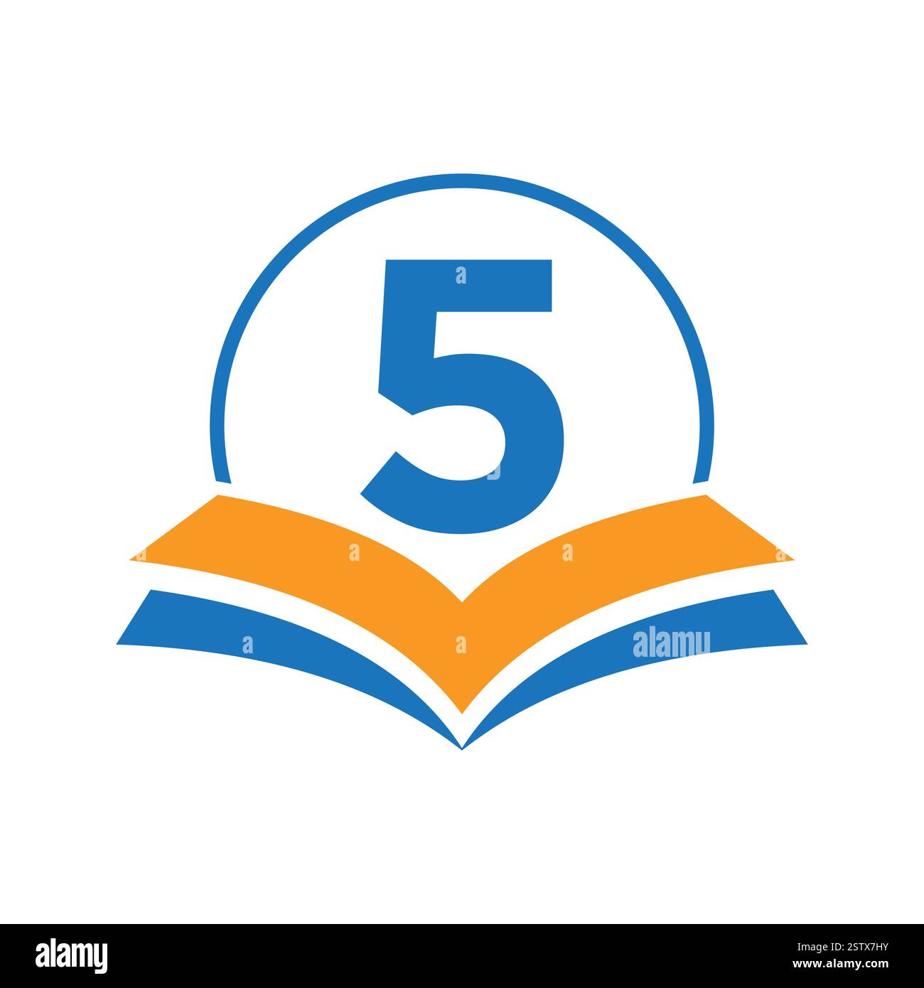 Education Logo On Letter 5 With Book Symbol For Academy and Graduation ...