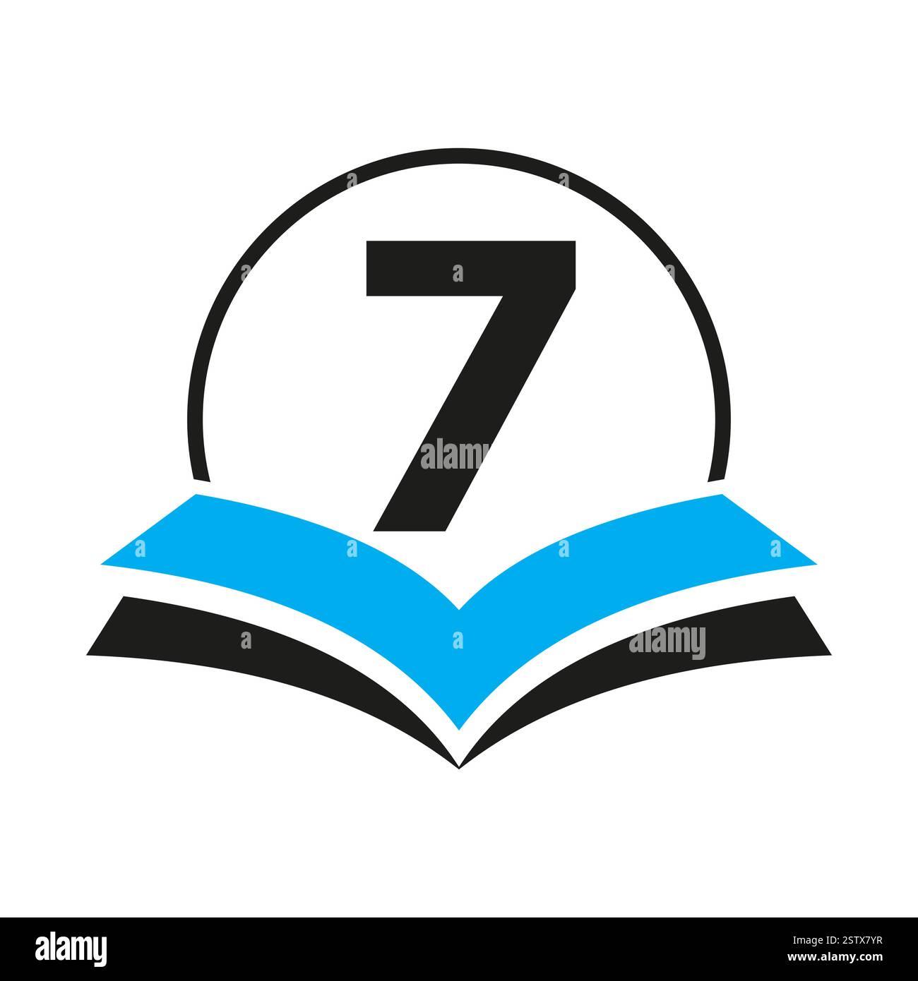 Education Logo On Letter 7 With Book Symbol For Academy and Graduation ...