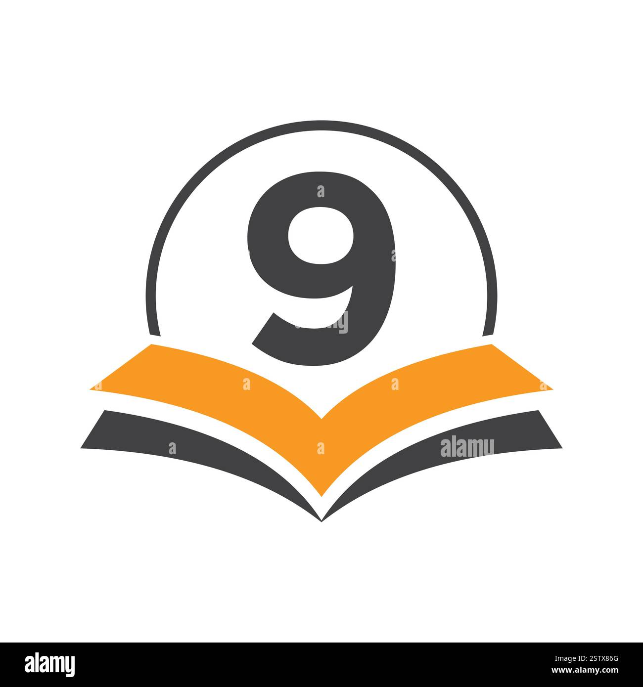 Education Logo On Letter 9 With Book Symbol For Academy and Graduation ...