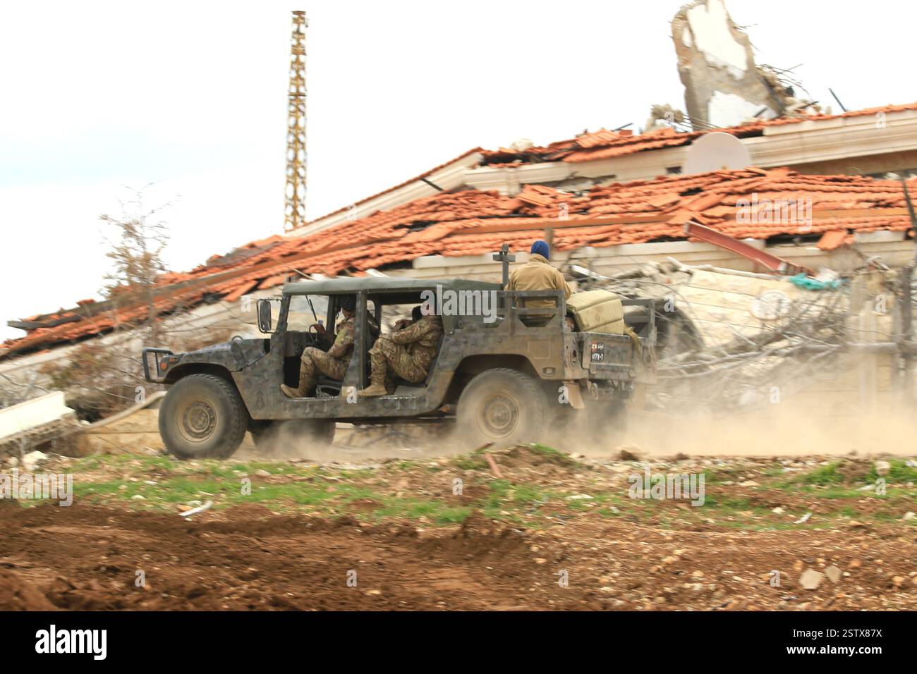 Markaba, Lebanon. 19th Feb, 2025. Lebanese army soldiers are deployed ...