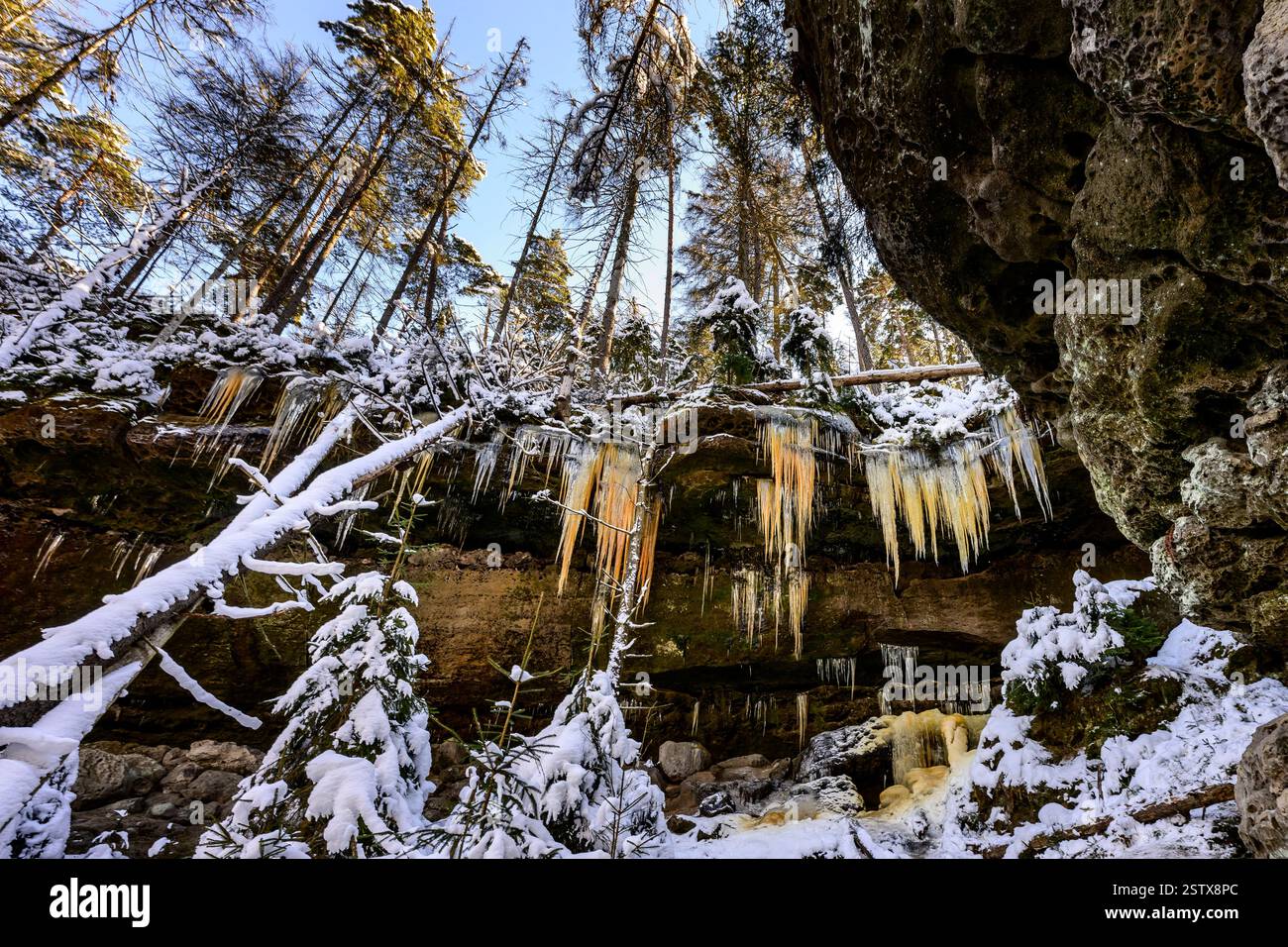 Freezing weather created Brtnice icefalls in Bohemian Switzerland ...