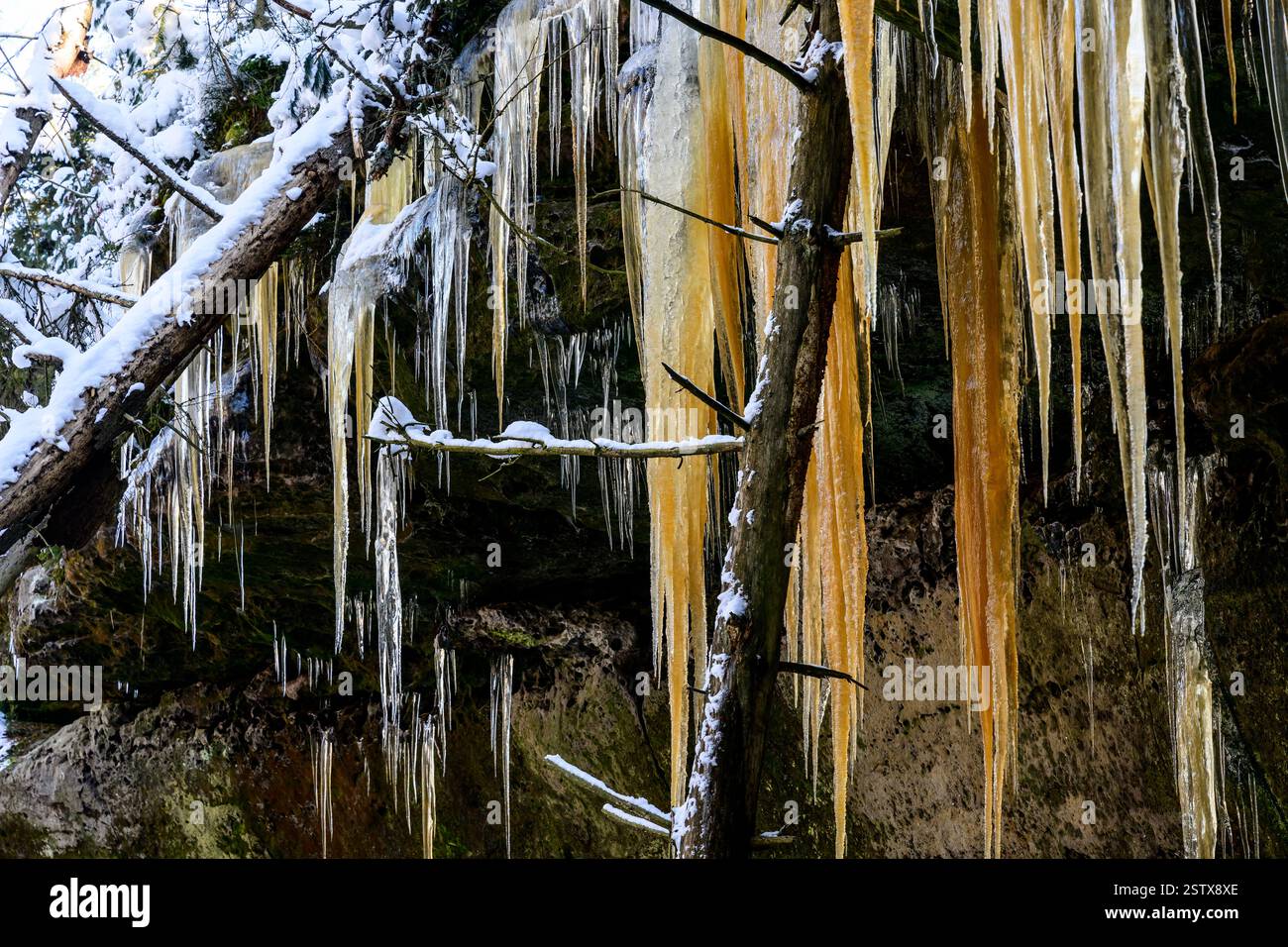 Freezing weather created Brtnice icefalls in Bohemian Switzerland ...