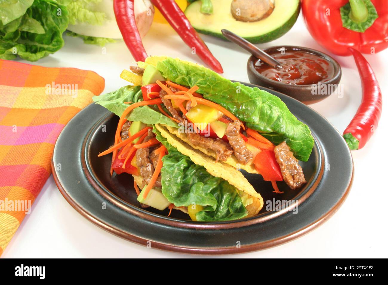 Taco stuffed meat lettuce hi-res stock photography and images - Alamy