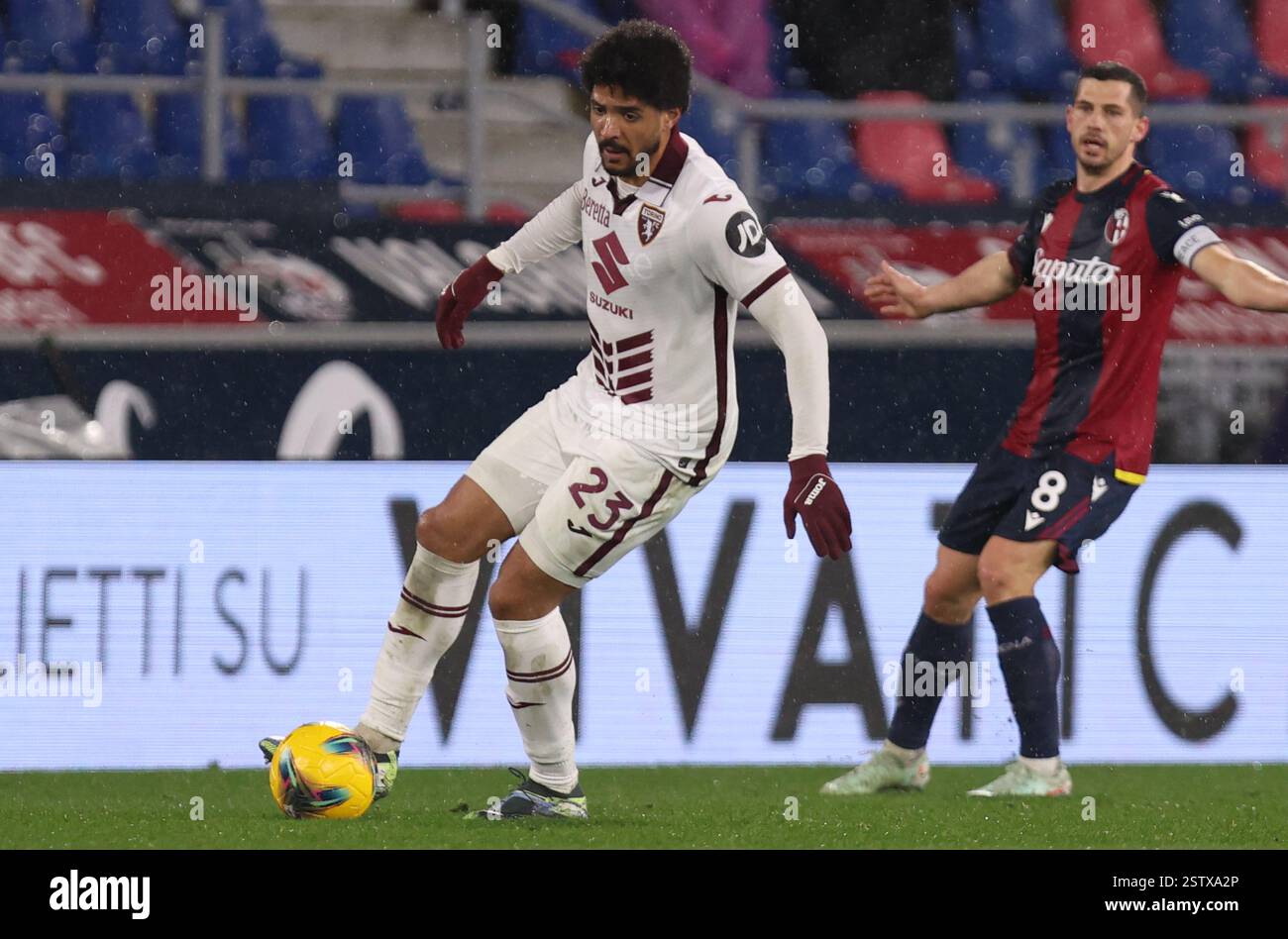 Bologna, Italy. 14th Feb, 2025. Torino's Saul Coco during the Italian ...