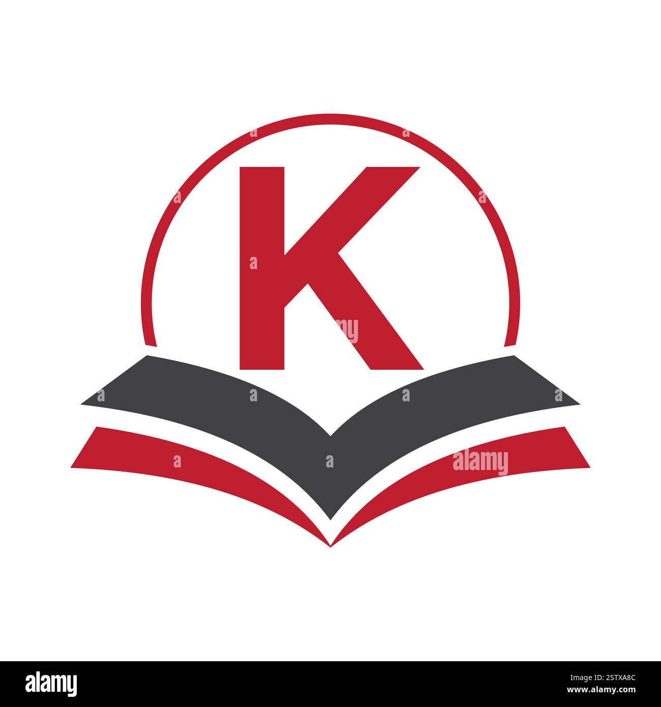 Education Logo On Letter K With Book Symbol For Academy and Graduation ...